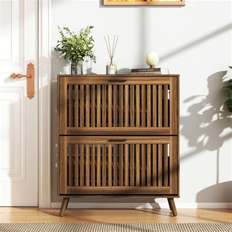 Resenkos 315 Foot Modern Shoe Cabinet With Louvered Doors Large