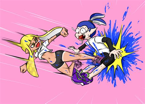 Rule 34 1boy 1girls Ballbusting Defeated Femdom Fighting Inkling Boy