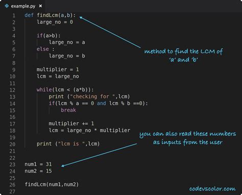 Python Program To Find The Lcm Of Two Numbers Codevscolor
