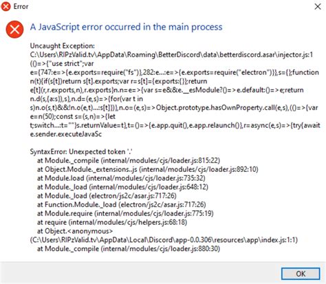 Fatal Javascript Error · Issue 104 · Betterdiscordinstaller · Github