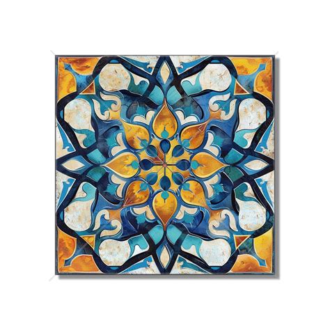 Blue Yellow Orange Backsplash Tile Vintage Moroccan Tile Design Kitchen
