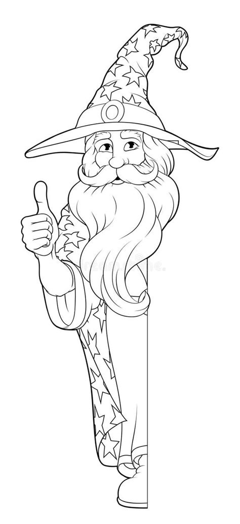 Wizard Merlin Cartoon Beard Magician Man Character Stock Vector