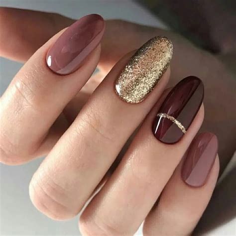 Burgundy Wine Rose Mauve Gold Glitter Press On Nails Gel Polish Nail