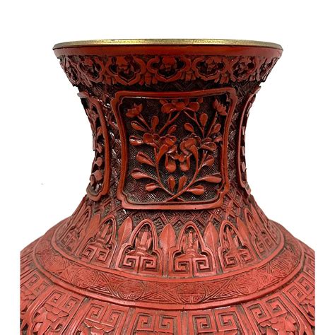 Mid 20th Century Chinese Hand Carved Cinnabar Vase For Sale At 1stdibs