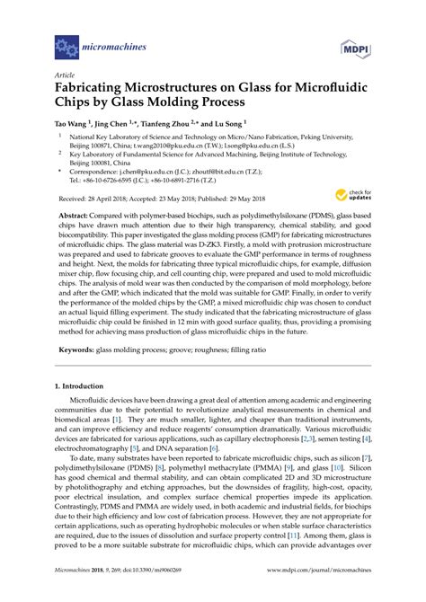 Pdf Fabricating Microstructures On Glass For Microfluidic Chips By Glass Molding Process