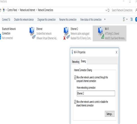 network connection sharing open the network properties and click on