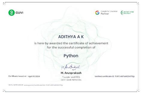 Adithya Ak On Linkedin Guvi Certificate
