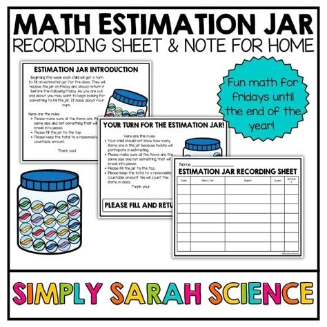 Estimation Jar By Simply Sarah Science Tpt