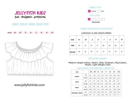 Girls Frilly Neck Crop Top Sewing Pattern Pdf Sizes 3t4t56789