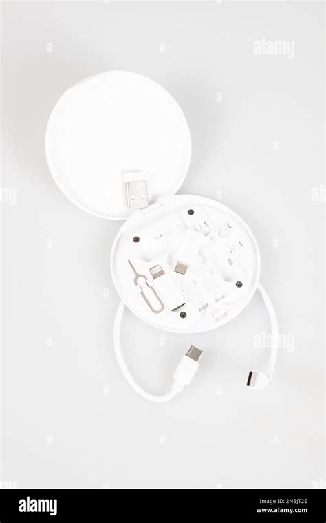 Mobile Device Cables Different Types Connectors Curved Electronic Chargers Adapters Stock Photo