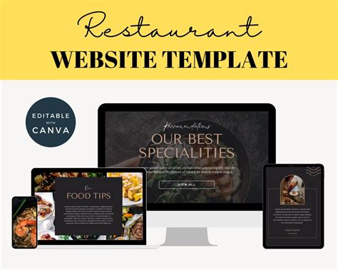 Restaurant Canva Template Canva Website Template Canva Food And Beverage Site Editable Canva
