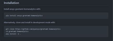 Readmerst Suggests To Install In Development Mode · Issue 72 · Ansysgrantami Bomanalytics