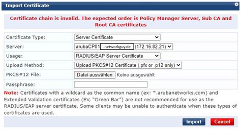 Aruba Clearpass Problem With Certificate Chain Network Guy