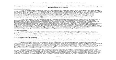 Pdf Using A Balanced Scorecard In A Lean Organization The Dokumentips