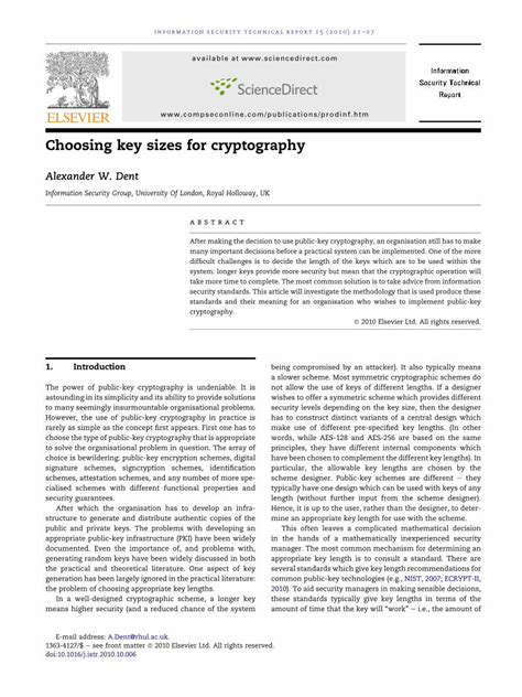Pdf Choosing Key Sizes For Cryptography Dokumentips