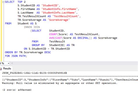 T Sql でクエリの結果を Json 文字列に変換する For Json Path 便利なt Sql＆クエリー集 Sql