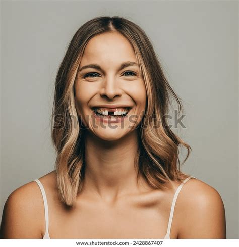 Beautiful Woman Smiling Tooth Missing Ai Generated Image 2428867407