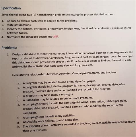 Specification Solve The Following Two 2