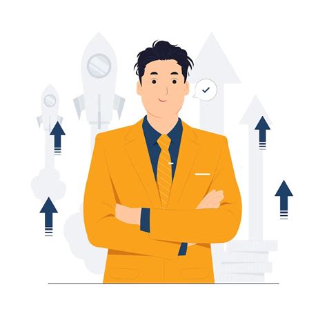 Premium Vector Powerful Successful Young Businessman With High Self Esteem And Confidence