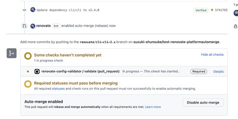 Renovate の platformAutomerge を検証 Issue suzuki shunsuke issue GitHub