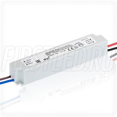 Блок питания 12W — 12V, 1A (IP67, Пластик-LVA) | «Первый Светодиодный»