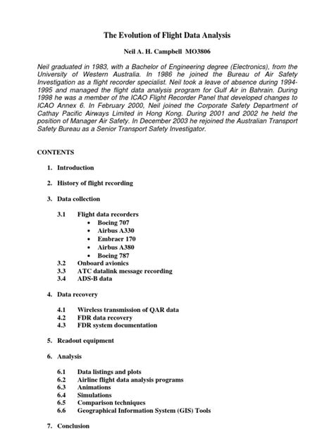 The Evolution Of Flight Data Analysis Neil Campbell Download Free Pdf Flight Recorder Aircraft