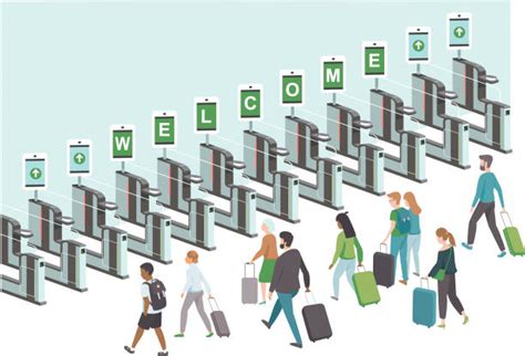 Crowd Of People At Airport Illustrations Royalty Free Vector Graphics