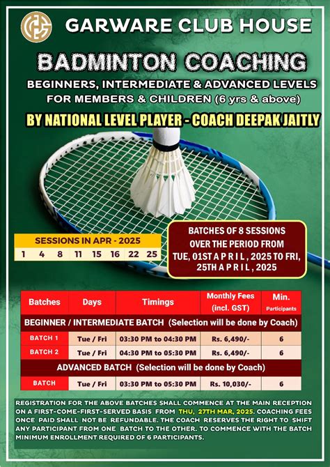 Badminton Coaching For Beginner Intermediate And Advanced Levels By