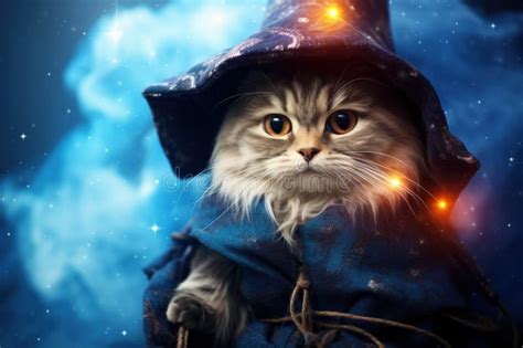 Playful Cute Wizard Cat Generate Ai Stock Image Image Of Lantern Concept 294382841