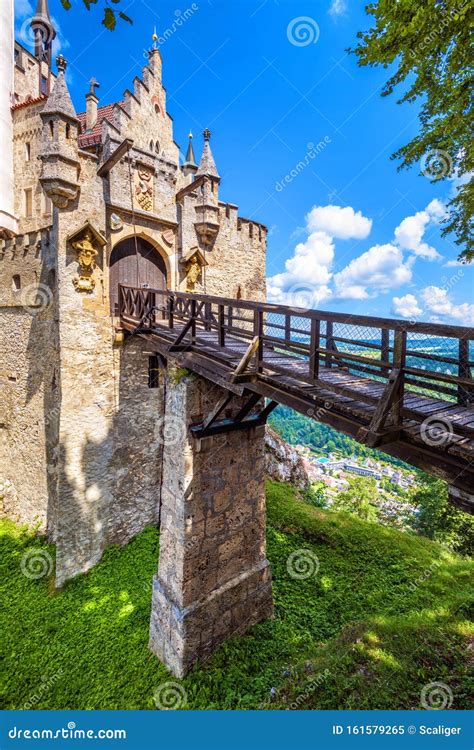 Lichtenstein Castle With Wooden Bridge Baden Wurttemberg Germany