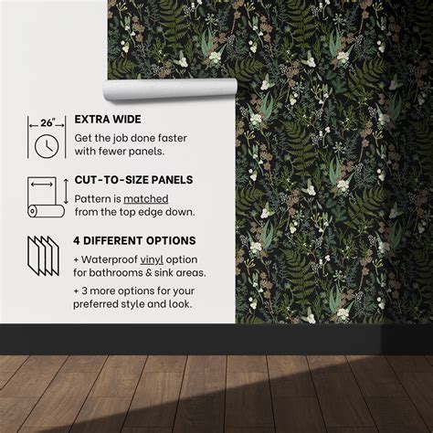 Moody Botanical Wallpaper Dark Green Woodland Bedroom Bathroom
