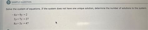 Solved SAMPLE QUESTIONSolve The System Of Equations If The Chegg