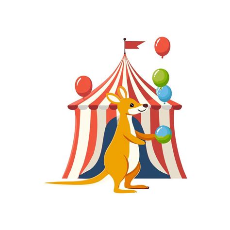 Kangaroo Juggling Colorful Balls In A Circus Tent 52292719 Vector Art