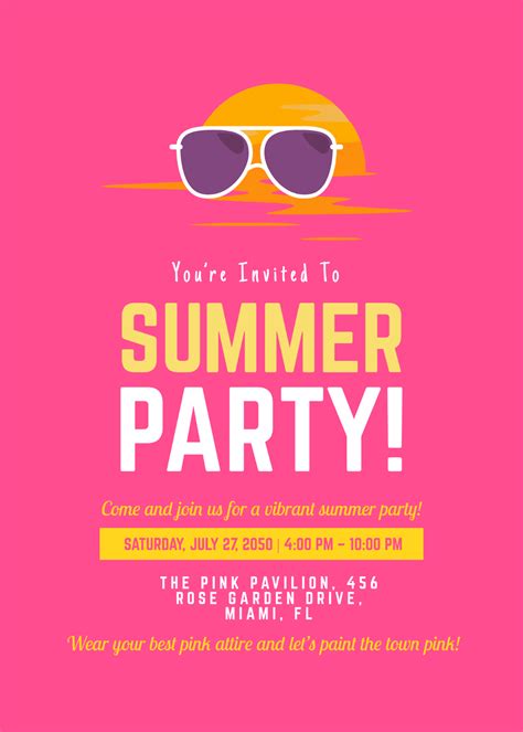 Free Summer Debut Invitation Template To Edit Online