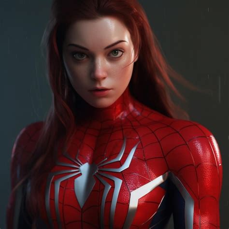 Premium Ai Image A Woman In A Spiderman Costume With A Spider Web