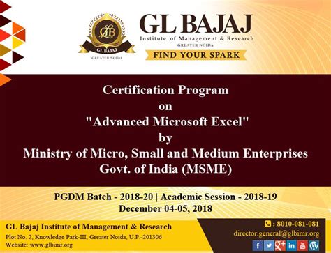 Certificate Program Advanced Microsoft Excel Gl Bajaj