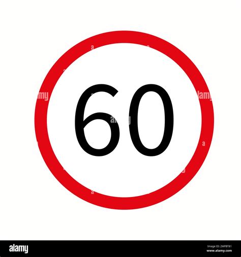60 Kmh Speed Limit Sign Attention Icon Traffic Laws Isolated Road