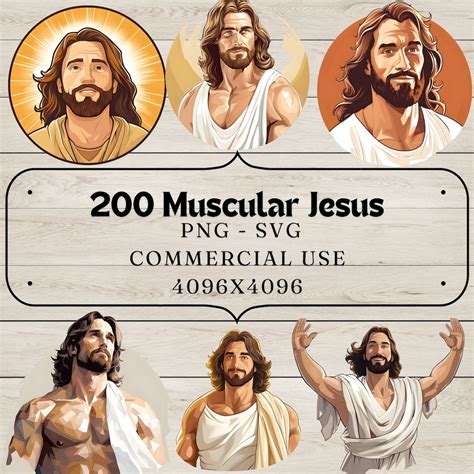 200 Muscle Jesus Png And Svg Clipart Pack Strong Christian Artwork Muscular Christ Spiritual