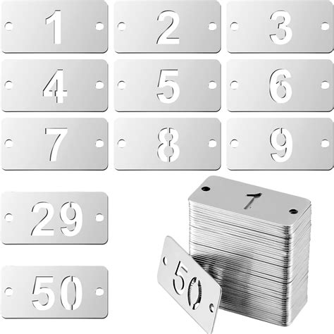 Hicarer Metal Numbered Tags Stainless Steel Number Id Key Tags With Holes Numbered