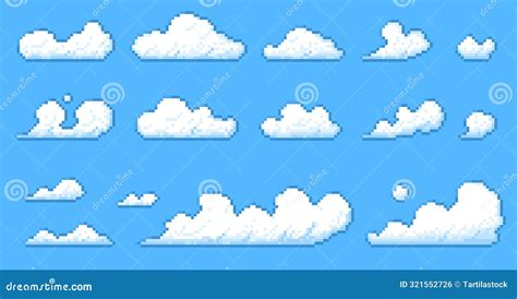 Pixel Art Sky Clouds 8 Bit Skyline Retro Video Game Cloud Landscape