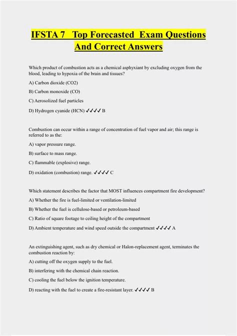 Ifsta 7 Top Forecasted Exam Questions And Correct Answers Ifsta 7