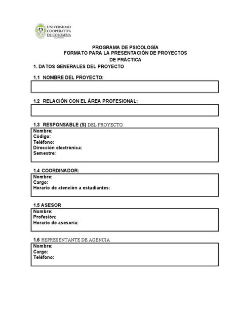 Formato Presentacion Proyectos Practica Pdf Sicología Business