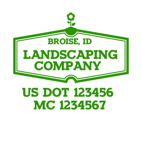 Company Landscaping Truck Decal With 2 Regulation Numbers Usdot