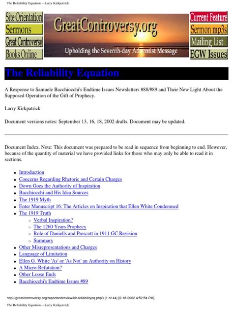 The Reliability Equation Pdf Prophet Prophecy