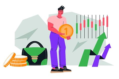주식 시장 성장 및 성공적인 투자 플랫 벡터 일러스트 Isolatedu 프리미엄 벡터