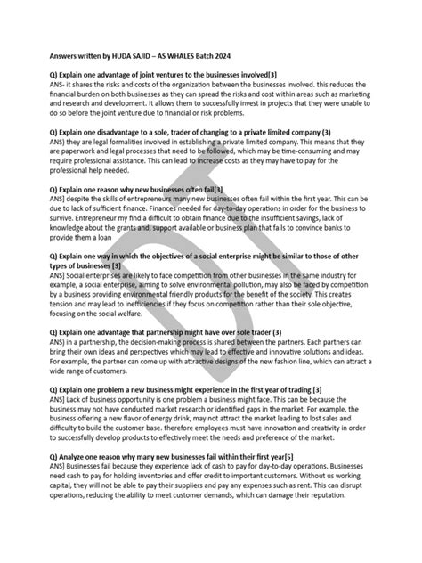 Business As Notes Pdf Franchising Entrepreneurship