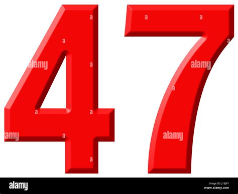 Numeral 47 Forty Seven Isolated On White Background 3d Render Stock