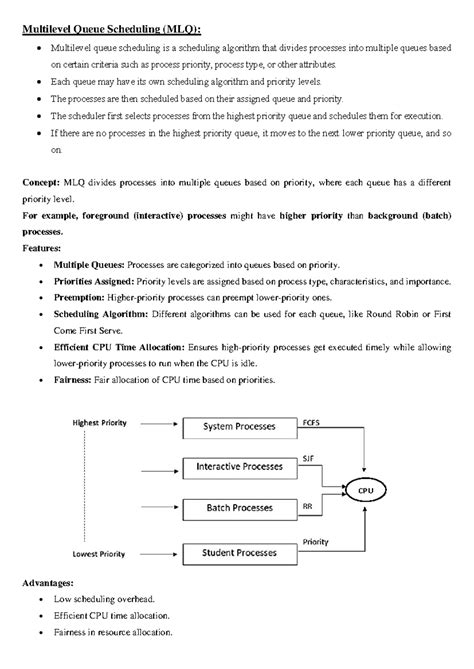 Mlq And Mlfq Comprehensive Notes On Multilevel Queue Scheduling Studocu