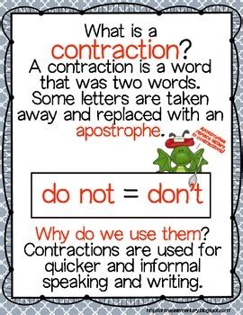 Contraction Clinic Rules And Anchor Charts For Contractions By Oh Snap