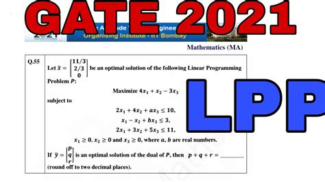 Gate 2021 Mathematics Solution Gate 2021 Linear Programming Problem